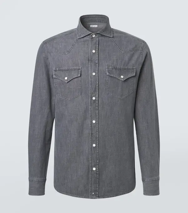 Brunello Cucinelli Denim Shirt - Grey