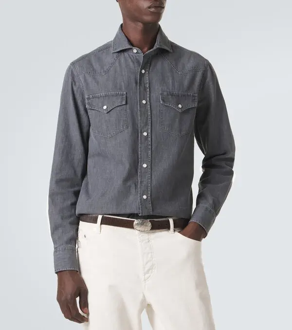 Brunello Cucinelli Denim Shirt - Grey