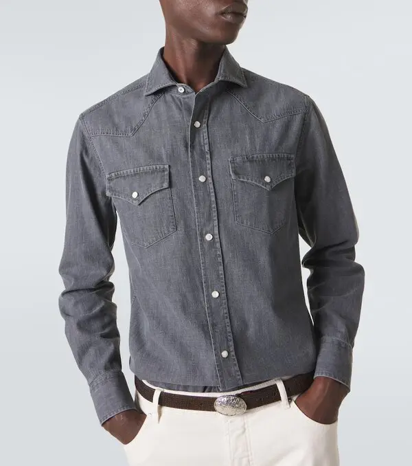 Brunello Cucinelli Denim Shirt - Grey