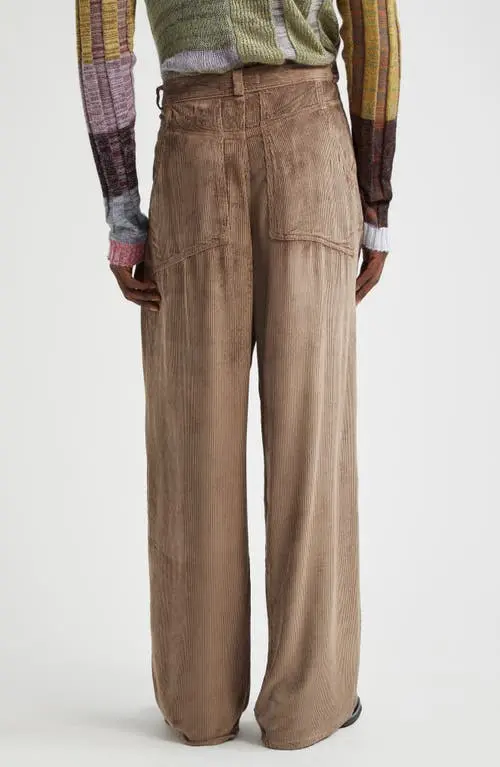 Eckhaus Latta Ridge Pleated Washed Corduroy Pants In Reishi - 60