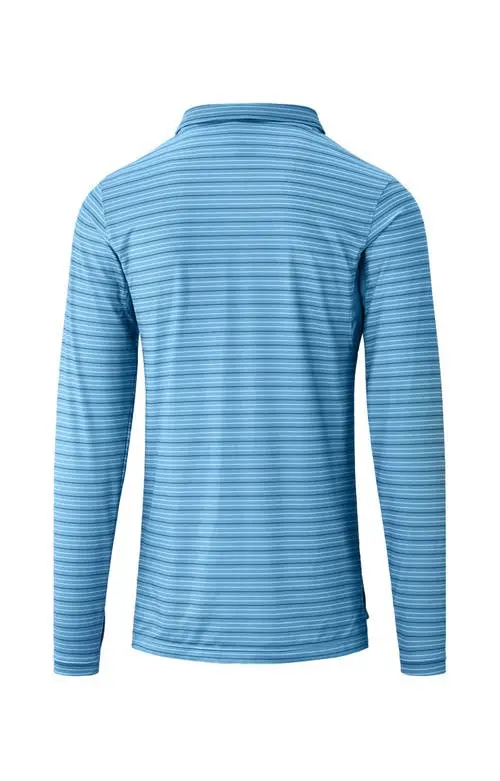 UV SKINZ Long Sleeve Performance Polo - Lagoon Eagle Stripe
