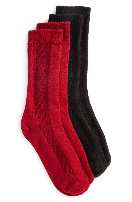 Hue Assorted 2-pack Seed Stitch Boot Socks - Red Pack