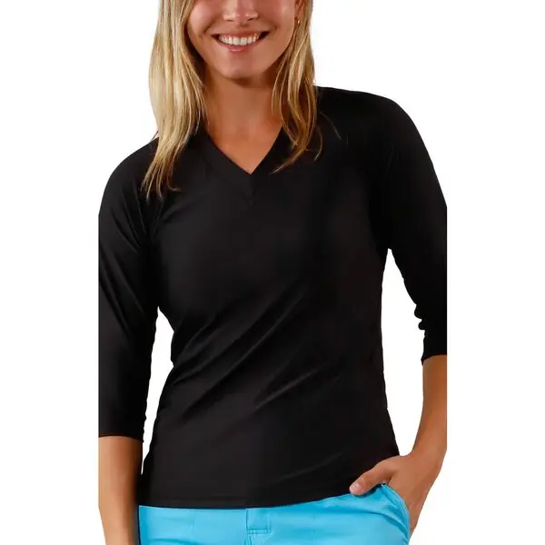 UV SKINZ V-neck Sun & Swim Shirt - Black