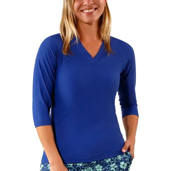 UV SKINZ V-neck Sun & Swim Shirt - Navy Blue
