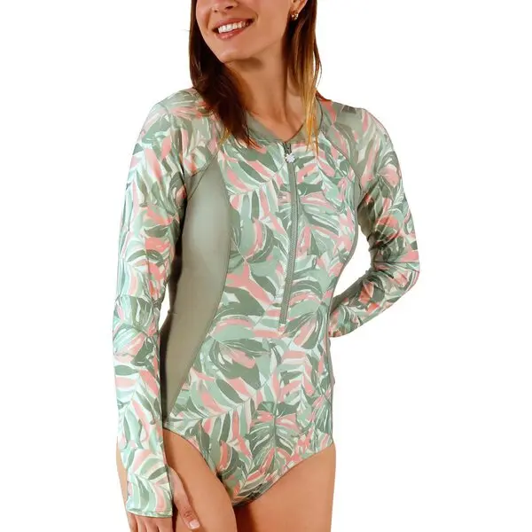 UV SKINZ Long Sleeve Half Zip Swimsuit - Island Canopy