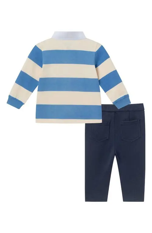 Andy & Evan Stripe Rugby Shirt & Pants Set - Blue
