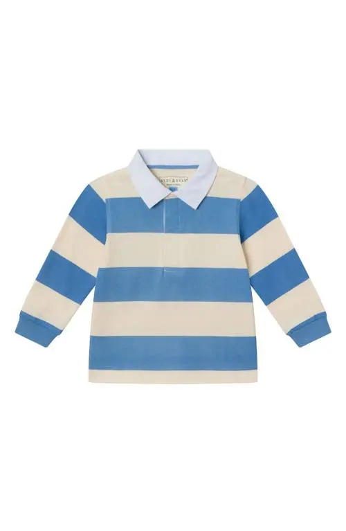 Andy & Evan Stripe Rugby Shirt & Pants Set - Blue