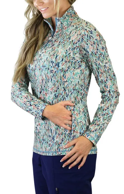UV SKINZ Quarter Zip Vented Sun Shirt - Painted Eden