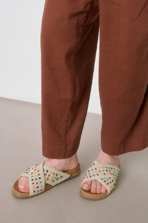 THE SAK Penelope Slip-on Sandals - Ecru Multi Beads