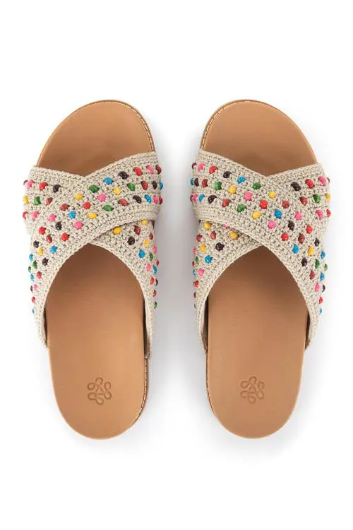 THE SAK Penelope Slip-on Sandals - Ecru Multi Beads
