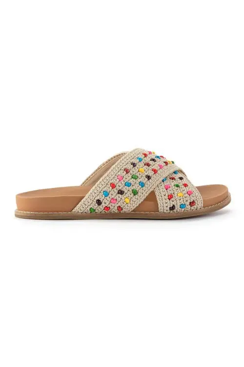 THE SAK Penelope Slip-on Sandals - Ecru Multi Beads