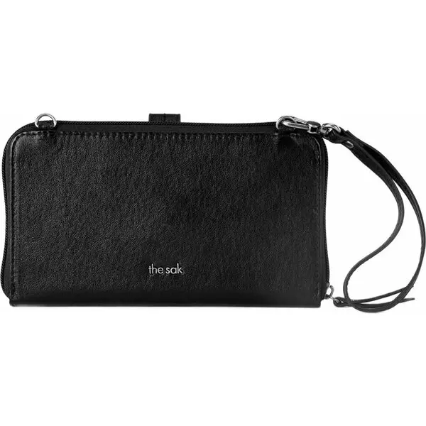 THE SAK Iris Smartphone Crossbody Bag - Black Leaf Embossed