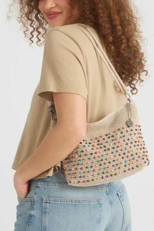 THE SAK Lumi Convertible Crossbody Hand Crochet Bag - Ecru Multi Beads