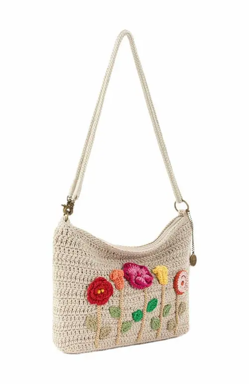 THE SAK Lumi Convertible Crossbody Hand Crochet Bag - Flower Ecru