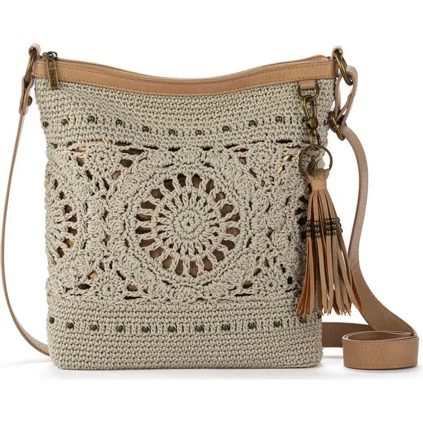 THE SAK Lucia Hand Crochet Crossbody Bag - Natural Grey Medallion
