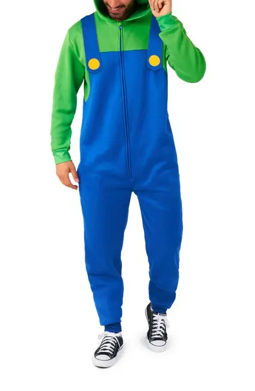 Opposuits Super Mario™ Luigi Hooded Fleece Jumpsuit - Blue