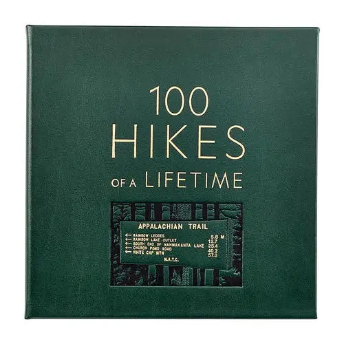 GRAPHIC IMAGE 100 Hikes Of A Lifetime Leather Coffee Table Book - Green