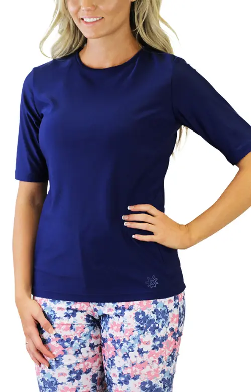 UV SKINZ Short Sleeve Crew Sun & Swim Shirt - Dark Navy