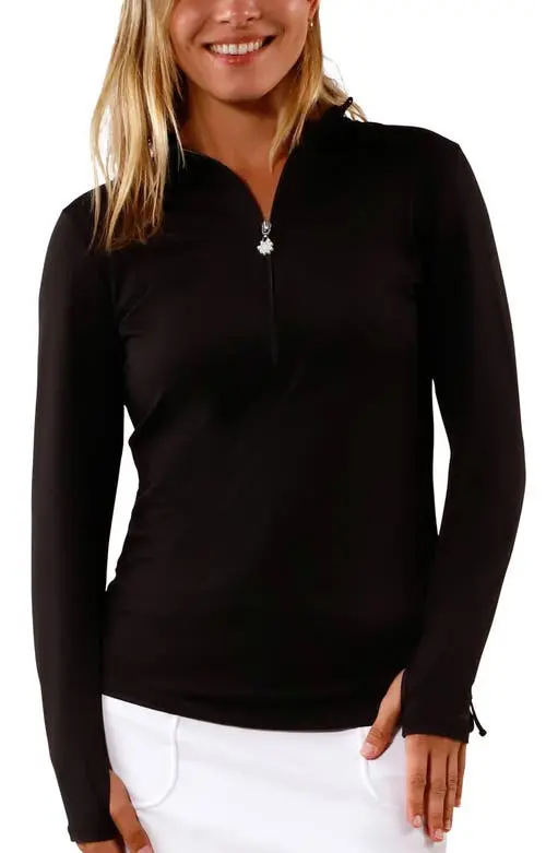 UV SKINZ Long Sleeve Ruched Sun Shirt - Black