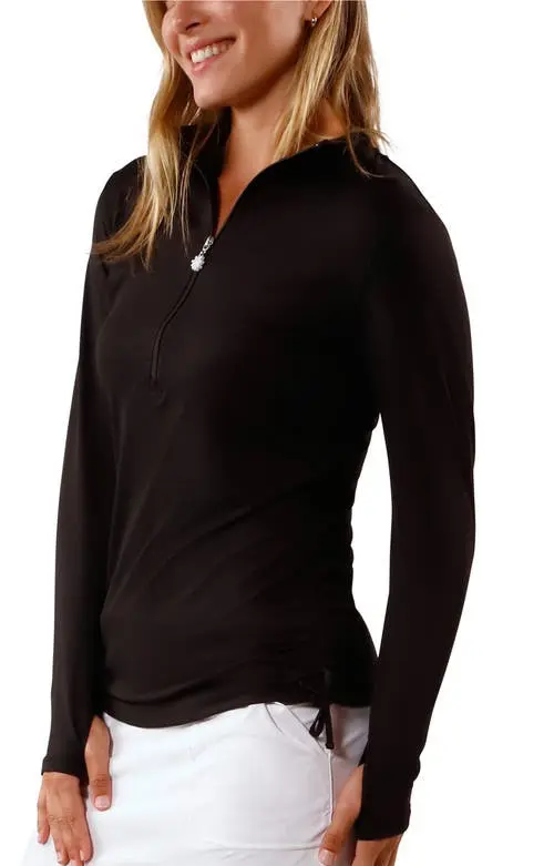 UV SKINZ Long Sleeve Ruched Sun Shirt - Black