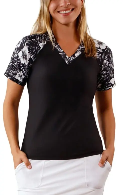 UV SKINZ Short Sleeve V-neck Sun & Swim Shirt