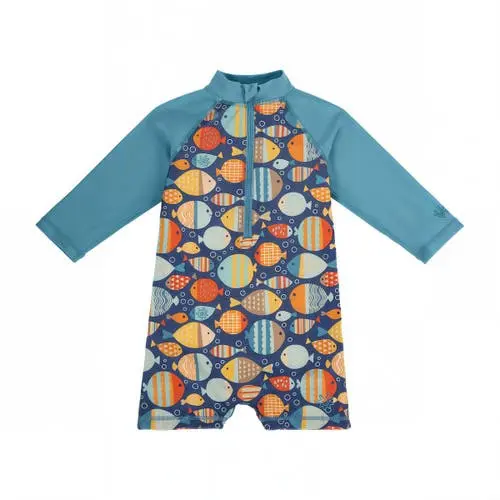 UV SKINZ Long Sleeve Swim Romper - Fish Parade