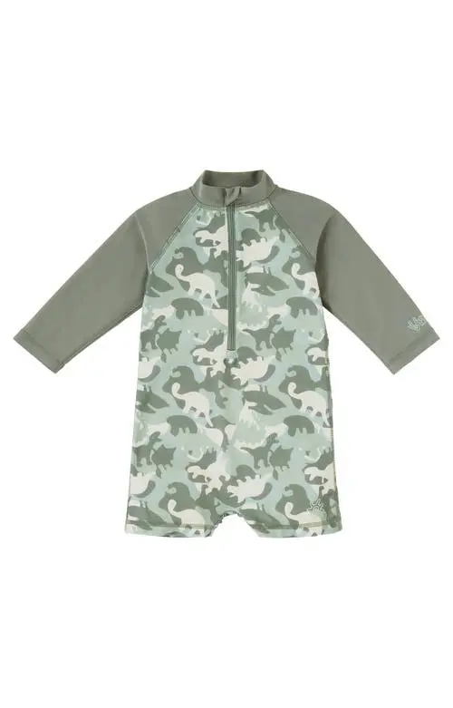 UV SKINZ Long Sleeve Swim Romper - Camo Dinos