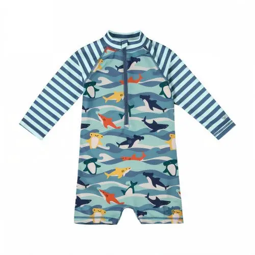 UV SKINZ Long Sleeve Swim Romper - Waverider Sharks