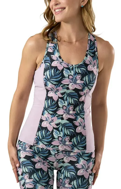 UV SKINZ Racerback Swim Tank - Black Bloom