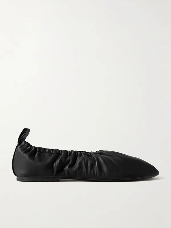 JIL SANDER Gathered Leather Ballerinas