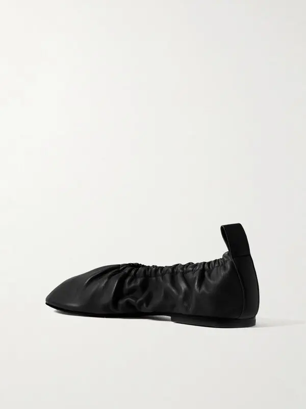 JIL SANDER Gathered Leather Ballerinas