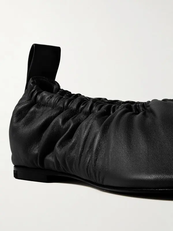 JIL SANDER Gathered Leather Ballerinas