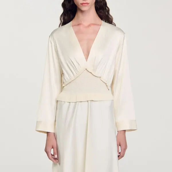 Sandro Satin-effect Flowy Maxi Dress