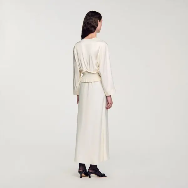 Sandro Satin-effect Flowy Maxi Dress