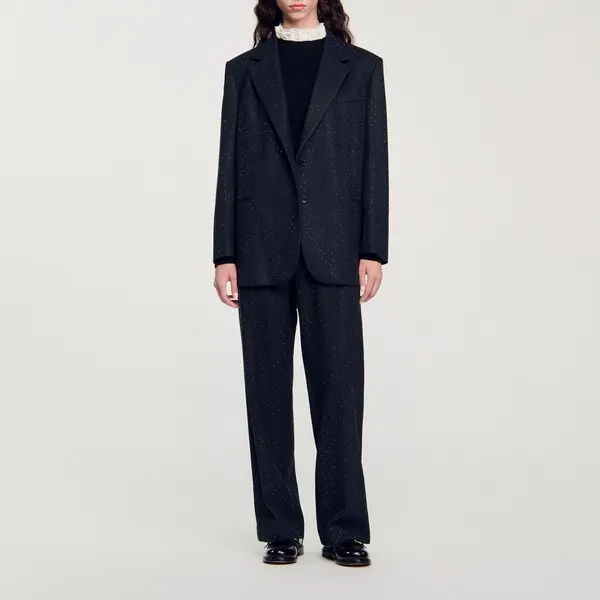 Sandro Oversized Herringbone Suit Jacket