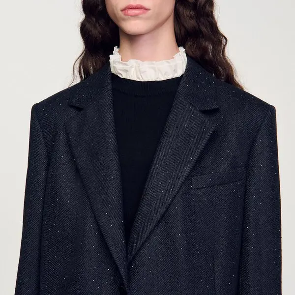Sandro Oversized Herringbone Suit Jacket