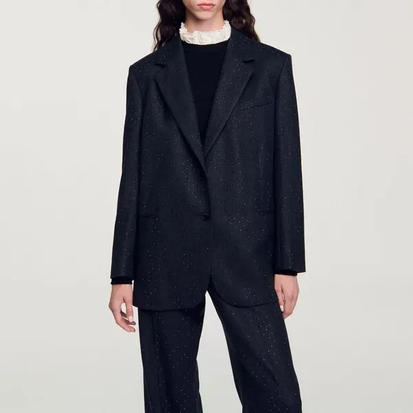 Sandro Oversized Herringbone Suit Jacket