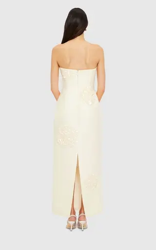 LEO LIN Rayna Embellished Bustier Maxi Dress Cream