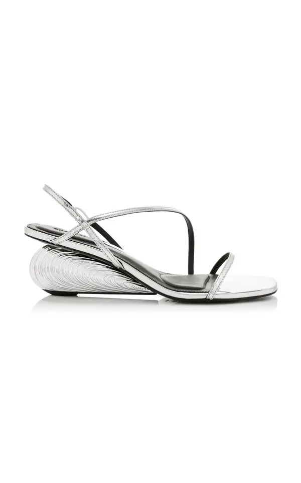 Simkhai Bridget Metallic Wedge Sandals - Silver