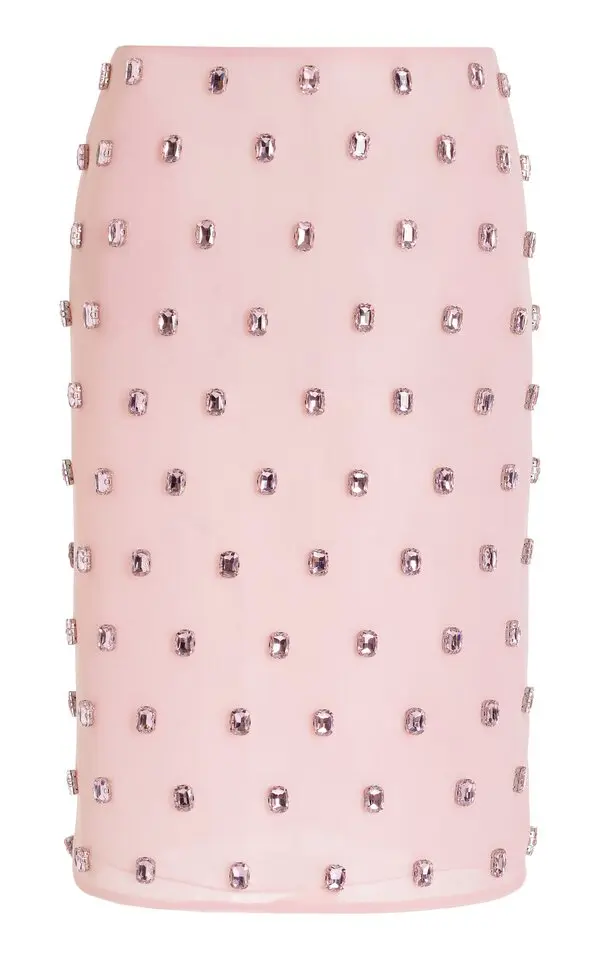 Brandon Maxwell The Leanne Embroidered Pencil Skirt - Pink