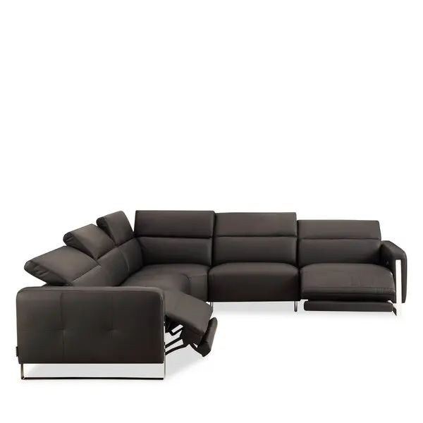 CHATEAU D'AX Giada 5 Piece Leather Sectional - Santos Black