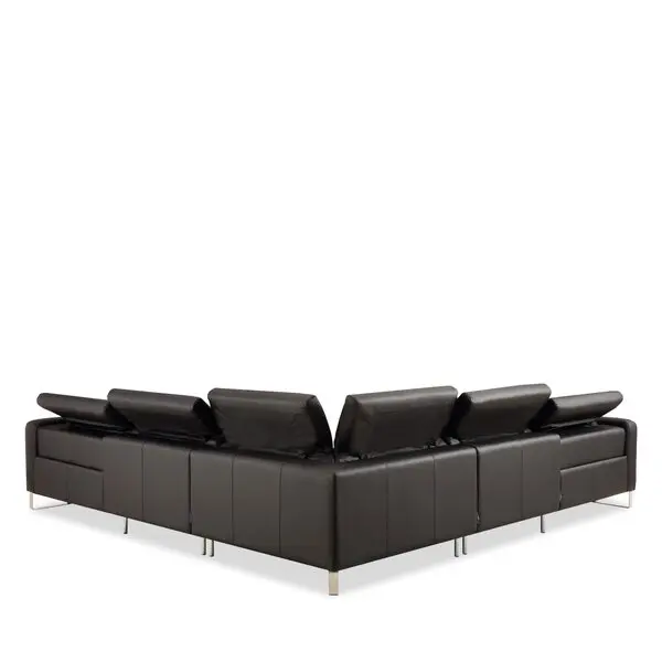 CHATEAU D'AX Giada 5 Piece Leather Sectional - Santos Black
