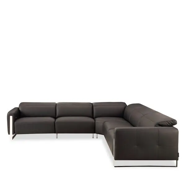 CHATEAU D'AX Giada 5 Piece Leather Sectional - Santos Black