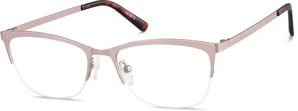 Zenni Retro Rectangle Half Rim Eyeglasses - Rose Gold