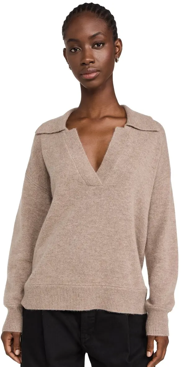 LA LIGNE Cashmere Blend V-neck Collared Sweater