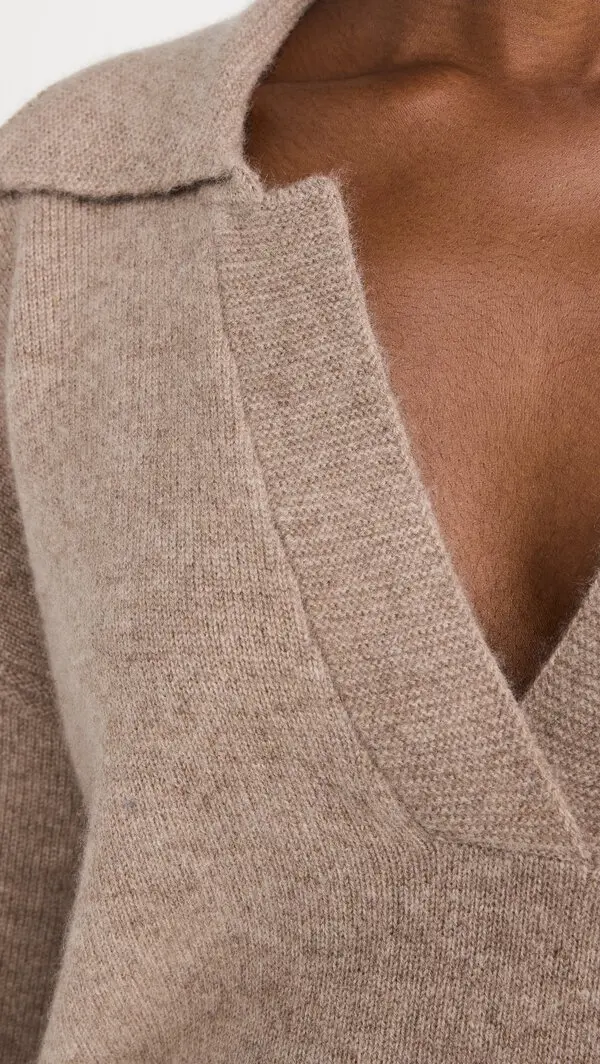 LA LIGNE Cashmere Blend V-neck Collared Sweater