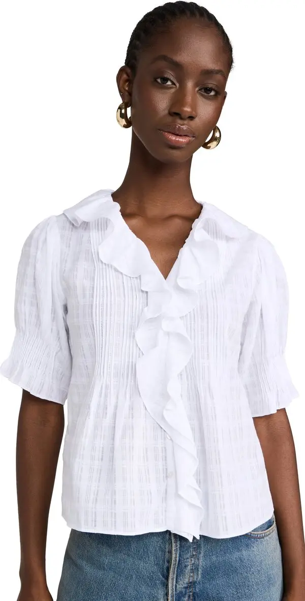 Madewell Ruffle Puff-sleeve Peplum Top
