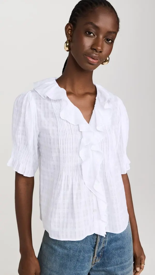 Madewell Ruffle Puff-sleeve Peplum Top