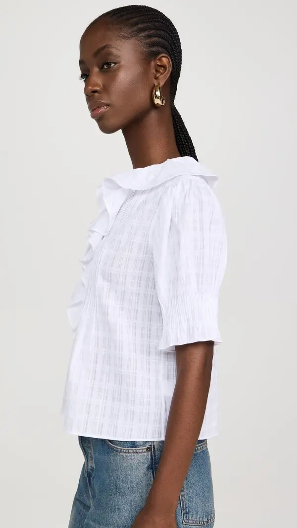 Madewell Ruffle Puff-sleeve Peplum Top