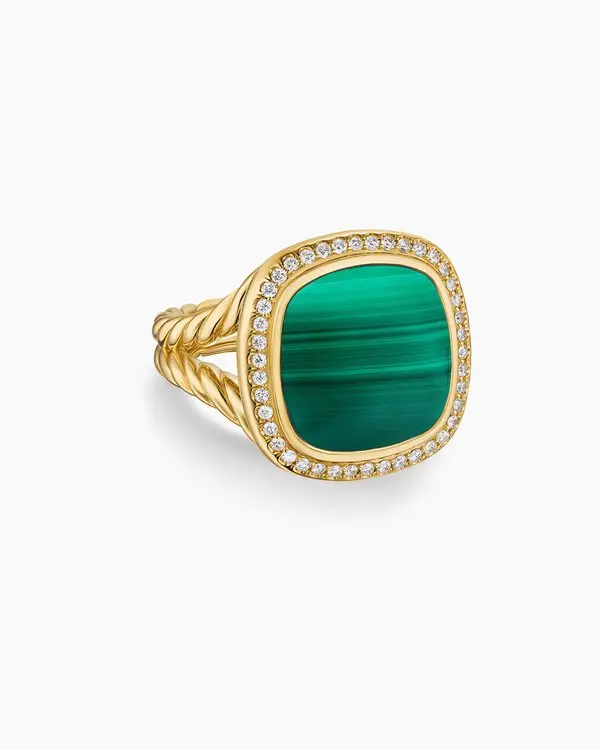 David Yurman Albion Ring With And Diamonds - Malachite